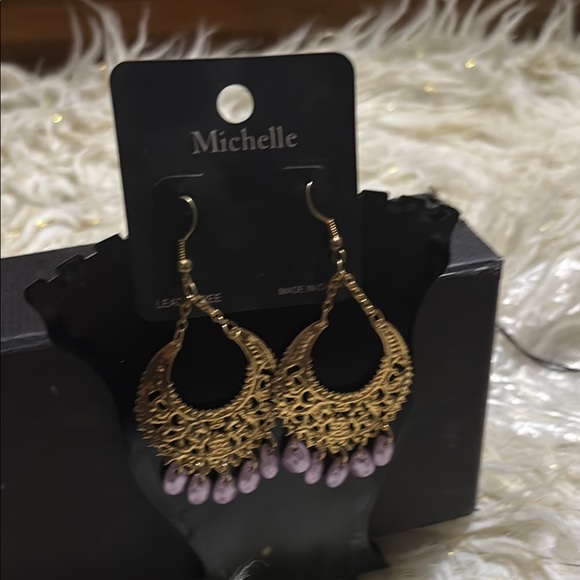Michele | Jewelry | Michele Gold And Purple Filigree Earrings | Poshmark